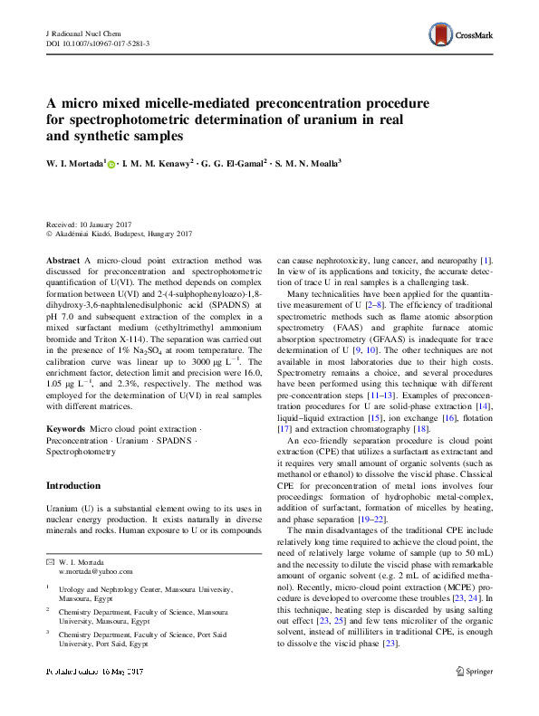 (PDF) A micro mixed micelle-mediated preconcentration procedure for ...