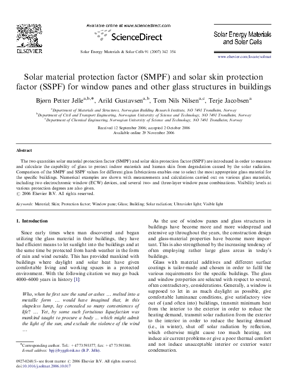 (PDF) Solar material protection factor (SMPF) and solar skin protection ...