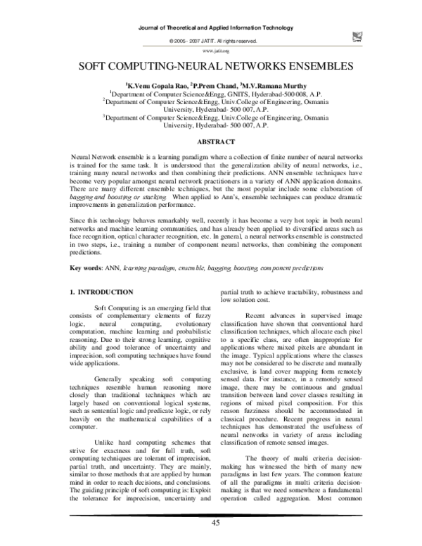 (PDF) Soft Computing-Neural Networks Ensembles