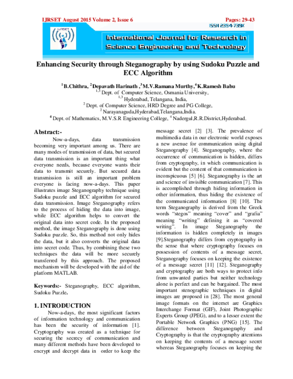 (PDF) Enhancing Security through Steganography by using Wavelet Transformation and Encryption