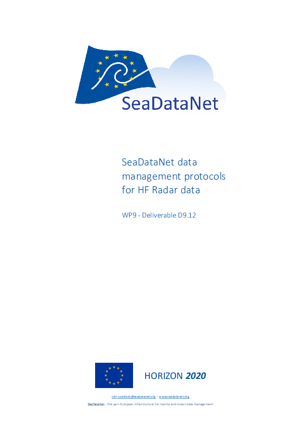 (PDF) SeaDataNet data management protocols for HF Radar data. WP9 - Deliverable D9.12. Version 1.6