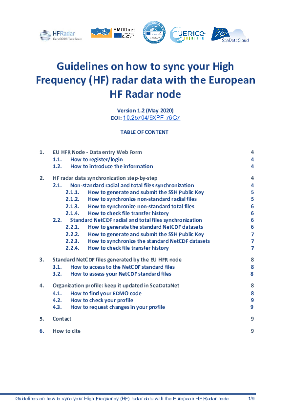 Guidelines on how to sync your High Frequency (HF) radar data with the ...