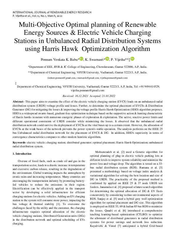Pdf Multi Objective Optimal Planning Of Renewable Energy Sources And Electric Vehicle Charging