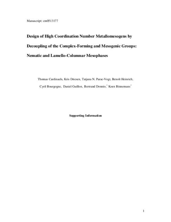 (PDF) Design of High Coordination Number Metallomesogens by Decoupling ...