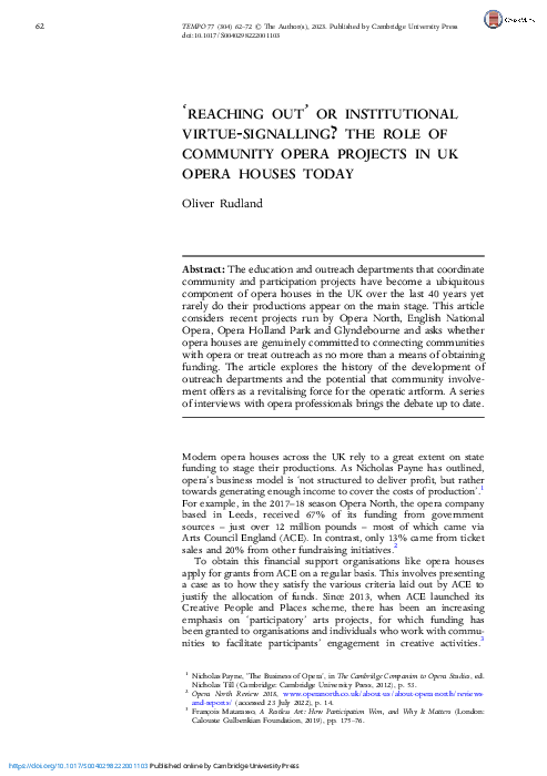 (PDF) 'Reaching out' or institutional virtue-signalling? The role of ...