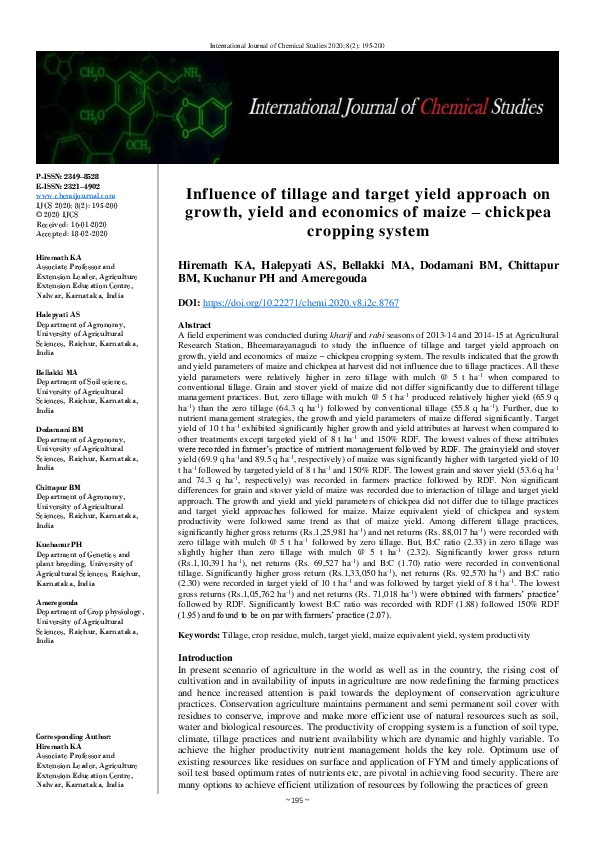 Pdf Influence Of Tillage And Target Yield Approach On Growth Yield