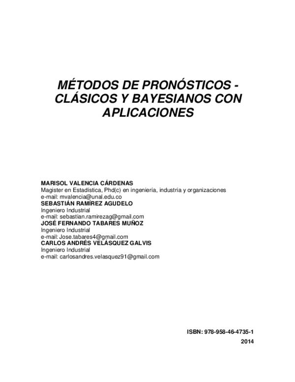 (PDF) Métodos de pronósticos - clásicos y bayesianos con aplicaciones ...