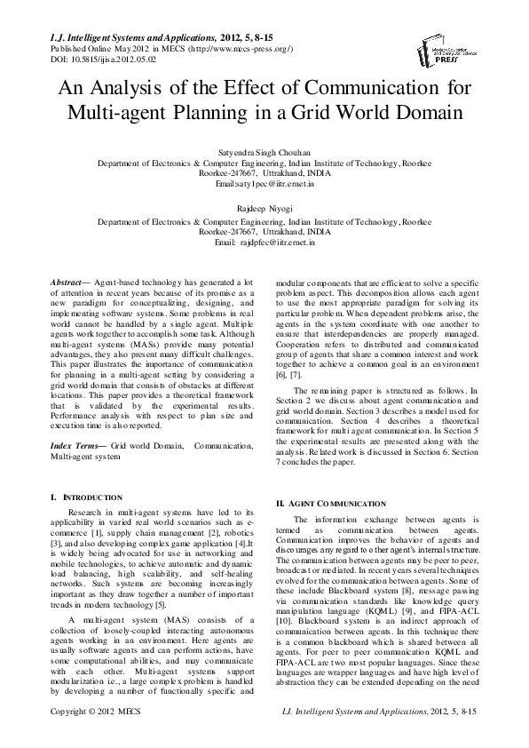 (PDF) Multi-agent Planning in Grid World Domain