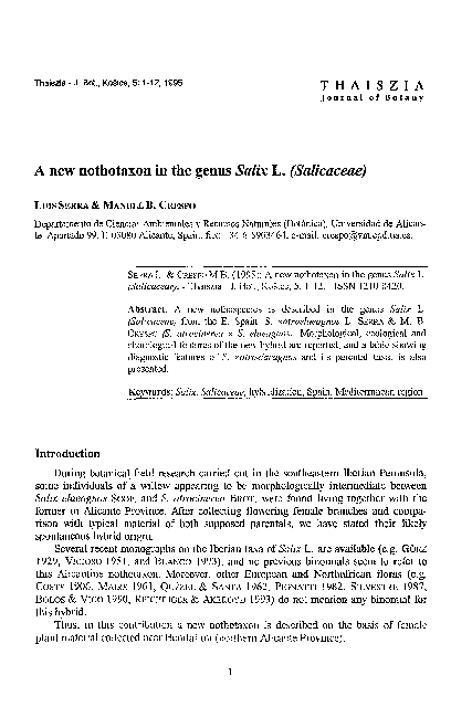 (PDF) A new nothotaxon in the genus Salix L. (Salicaceae)