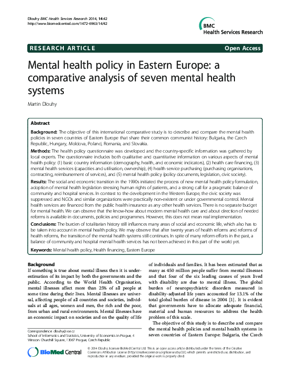 (PDF) Mental health policy in Eastern Europe: a comparative analysis of ... (PDF) Mental health policy in Eastern Europe: a comparative analysis of ...