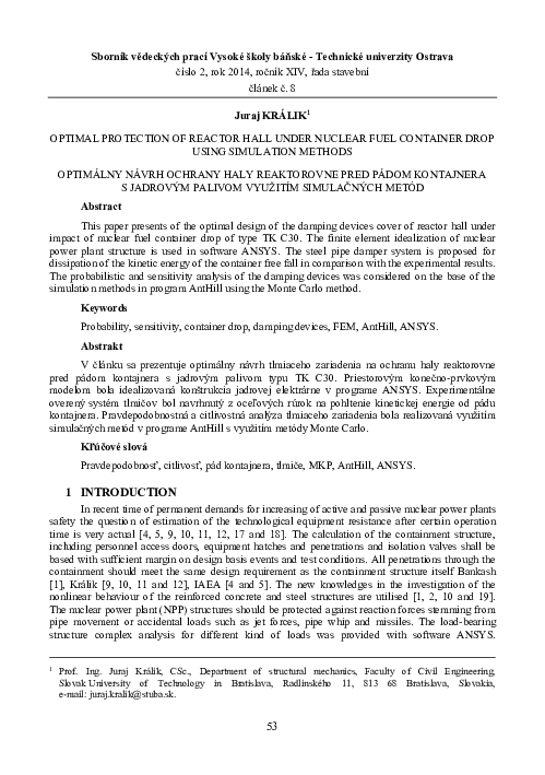 (PDF) Optimal Protection of Reactor Hall Under Nuclear Fuel Container ...