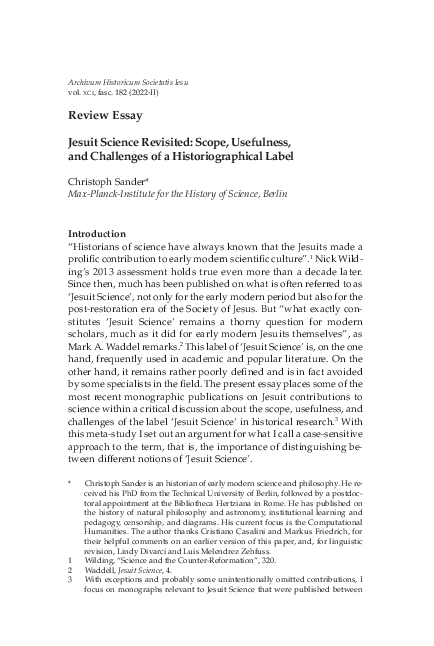 (PDF) Jesuit Science Revisited: Scope, Usefulness, and Challenges of a ...
