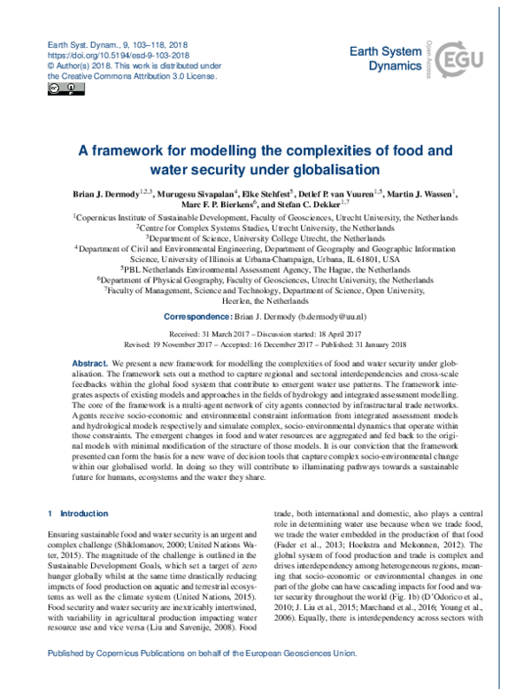 (PDF) A framework for modelling the complexities of food and water ...