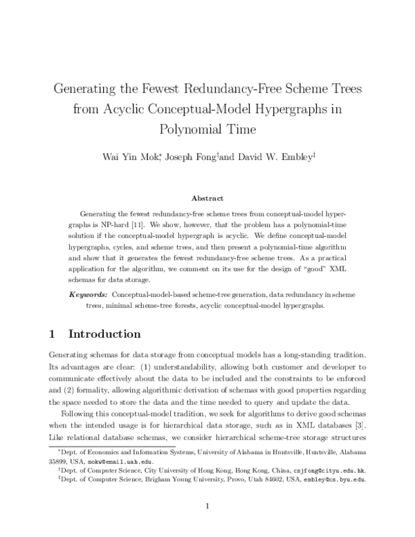 (PDF) Generating the fewest redundancy-free scheme trees from acyclic conceptual-model ...