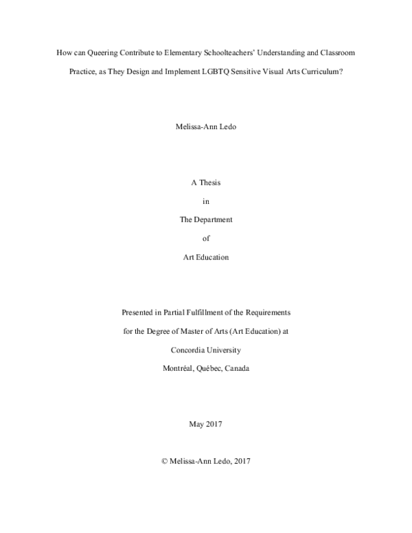 (PDF) How can Queering Contribute to Elementary Schoolteachers ...
