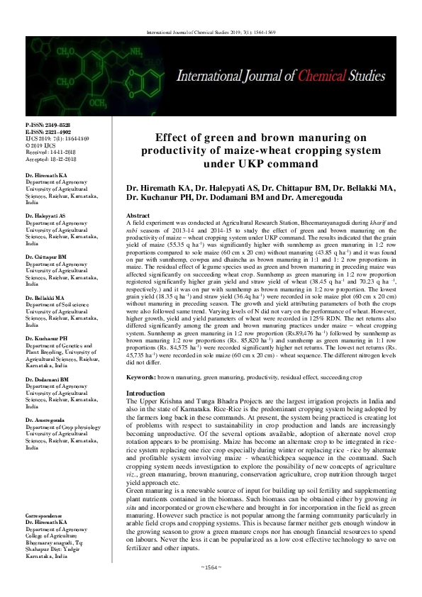 (PDF) Effect of green and brown manuring on productivity of maize ...
