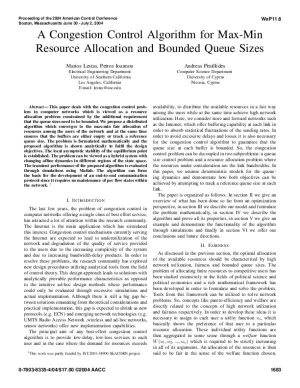 (PDF) A congestion control algorithm for max-min resource allocation ...