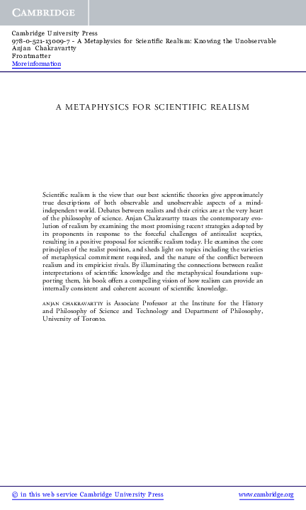 (PDF) A Metaphysics for Scientific Realism