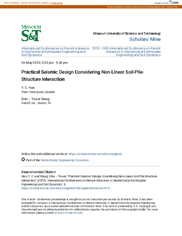 (PDF) Practical Seismic Design Considering Non-Linear Soil-Pile-Structure Interaction
