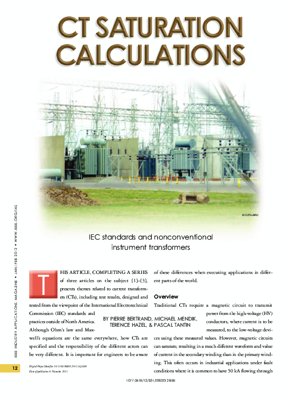 (PDF) CT Saturation Calculations: IEC standards and nonconventional instrument transformers
