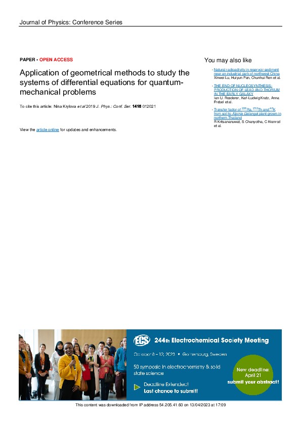 (PDF) Application of geometrical methods to study the systems of ...