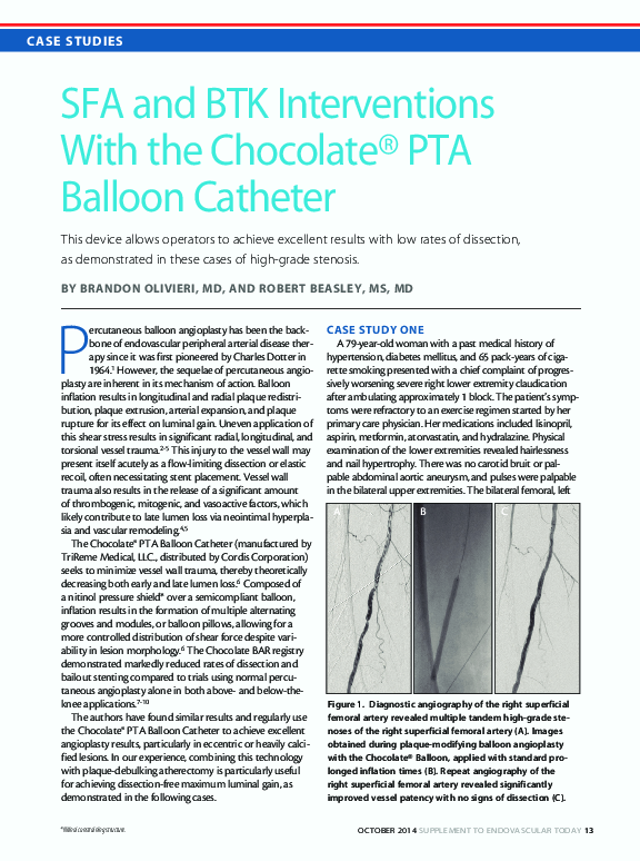 (PDF) SFA and BTK Interventions With the Chocolate ® PTA Balloon ...