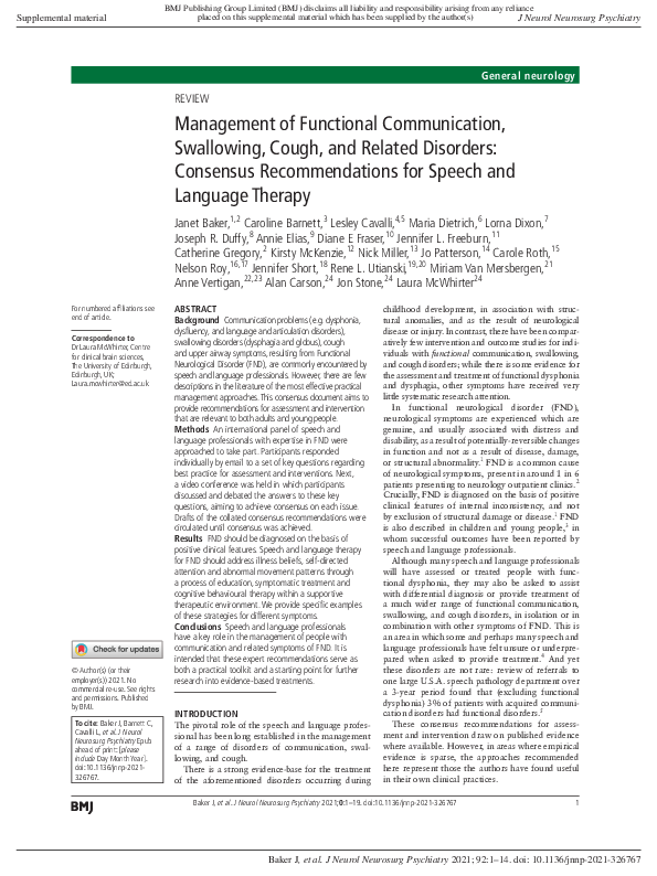 (PDF) Management of functional communication, swallowing, cough and ...