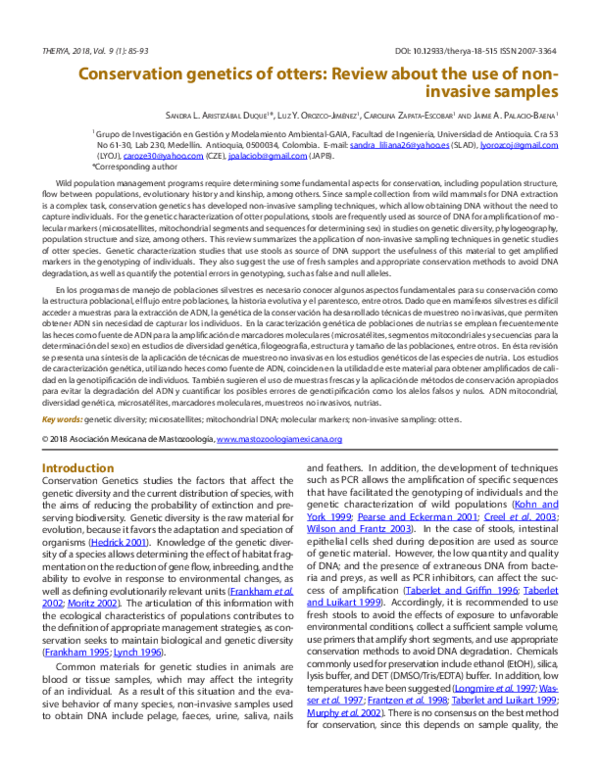 (PDF) Conservation genetics of otters: Review about the use of non ...
