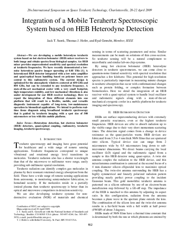 (PDF) Integration of a Mobile Terahertz Spectroscopic System Based on ...