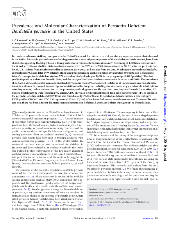 (PDF) Prevalence and Molecular Characterization of Pertactin-Deficient ...