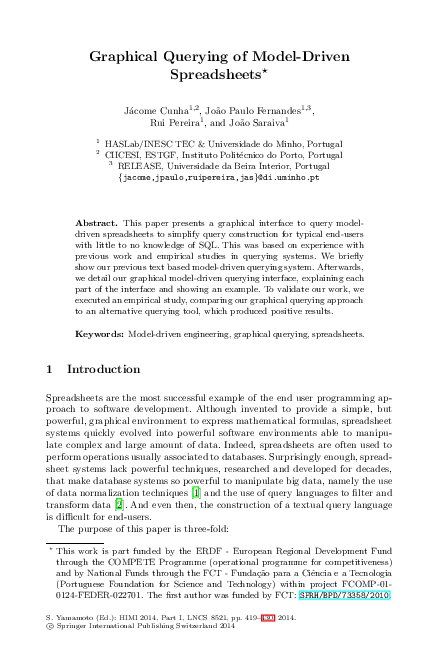 Pdf Graphical Querying Of Model Driven Spreadsheets