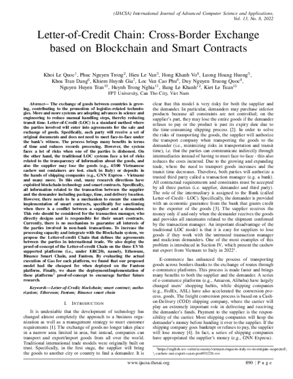 (PDF) Letter-of-Credit Chain: Cross-Border Exchange based on Blockchain ...