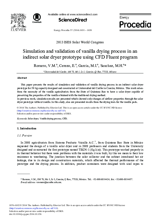 (PDF) Simulation and Validation of Vanilla Drying Process in an Indirect Solar Dryer Prototype ...