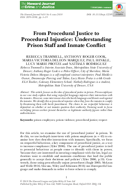 (PDF) From Procedural Justice to Procedural Injustice: Understanding ...