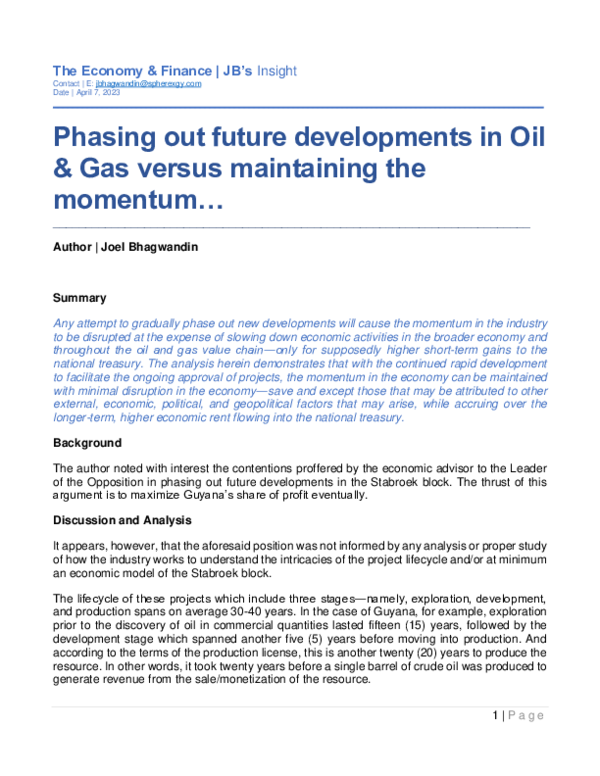 (PDF) Phasing out future developments in Oil & Gas versus maintaining ...