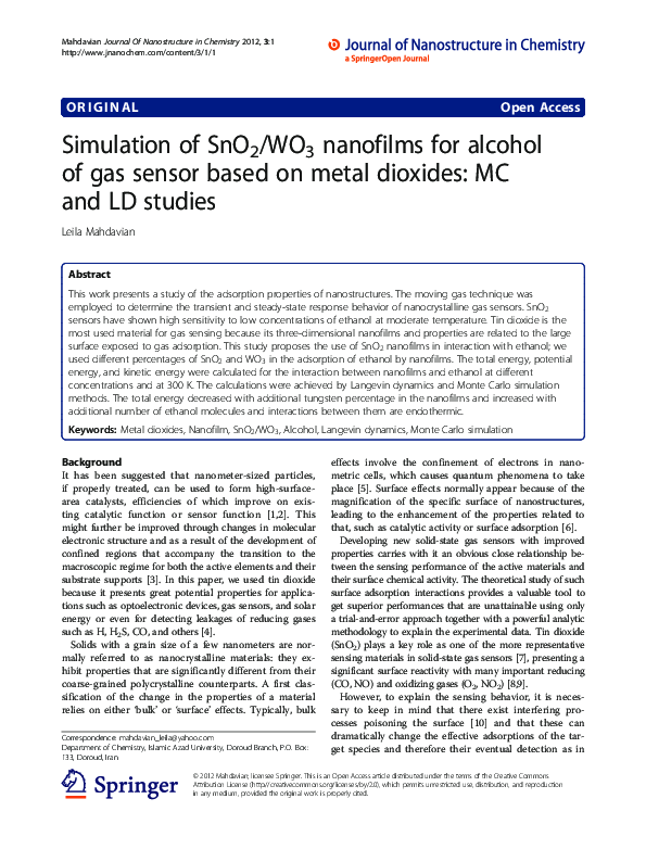 (PDF) Simulation of SnO2/WO3 nanofilms for alcohol of gas sensor based ...
