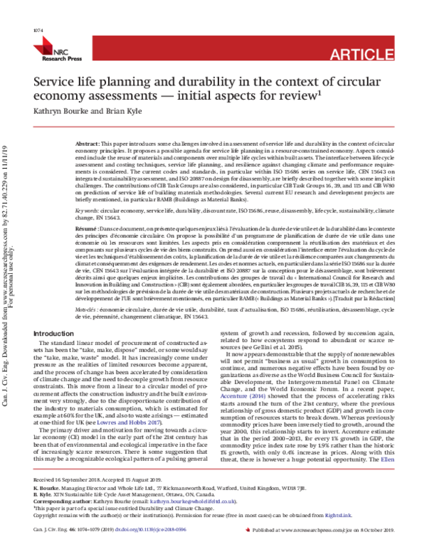 (PDF) Service life planning and durability in the context of circular ...