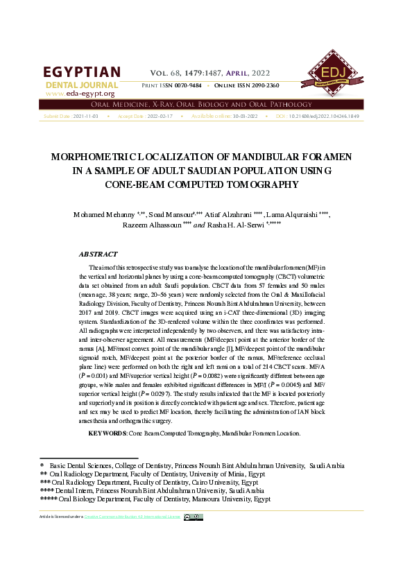 Pdf Morphometric Localization Of Mandibular Foramen In A Sample Of Adult Saudian Population