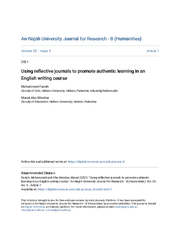 (PDF) Using reflective journals to promote authentic learning in an ...
