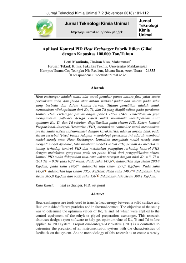 Aplikasi Kontrol PID Heat Exchanger Pabrik Etilen Glikol dengan ...