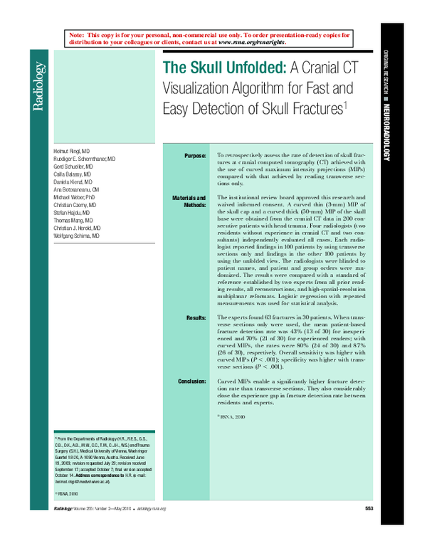 (PDF) The Skull Unfolded: A Cranial CT Visualization Algorithm for Fast and Easy Detection of ...