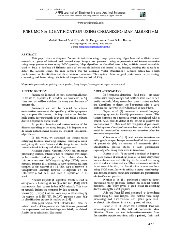 (PDF) PNEUMONIA IDENTIFICATION USING ORGANIZING MAP ALGORITHM Moh ’ d | Osama dorgham - Academia.edu