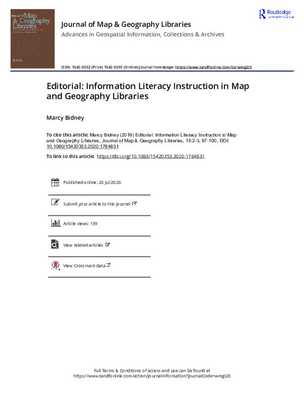 (PDF) Editorial: Information Literacy Instruction in Map and Geography ...
