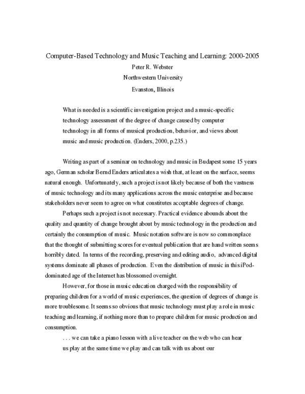 (PDF) Computer-based Technology and Music Teaching and Learning: 2000–2005