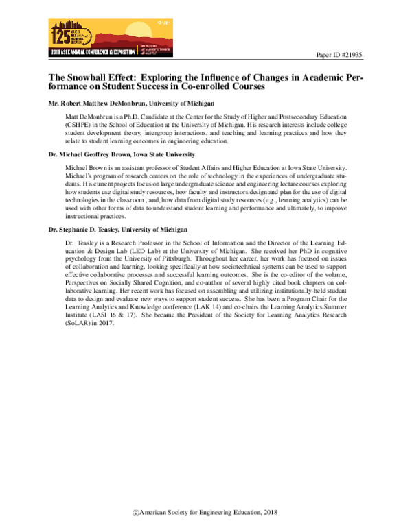 (PDF) The Snowball Effect: Exploring the Influence of Changes in ...