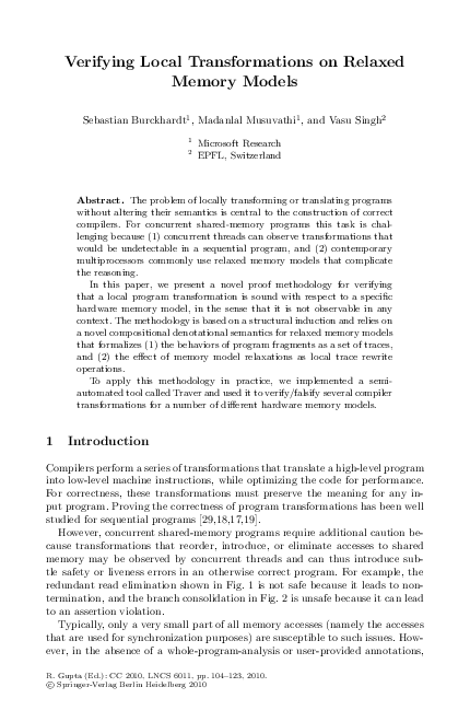 (PDF) Verifying Local Transformations on Relaxed Memory Models