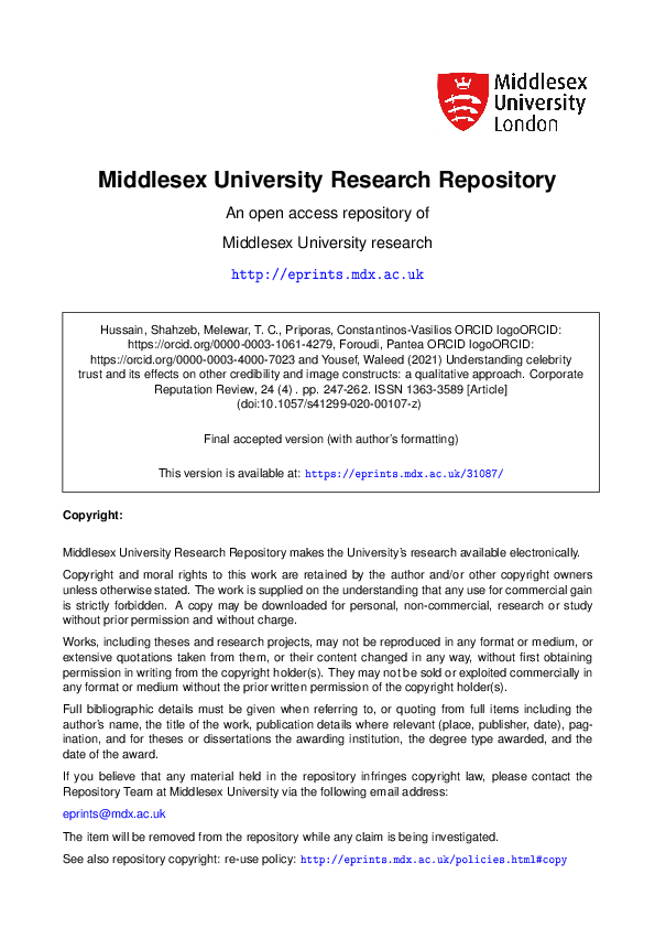 (PDF) Understanding Celebrity Trust and Its Effects on Other ...