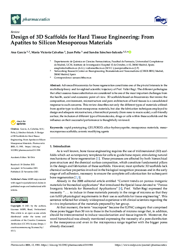 (PDF) Design of 3D Scaffolds for Hard Tissue Engineering: From Apatites ...