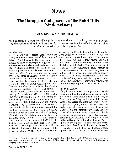 (PDF) The Harappan flint quarries of the Rohri Hills (Sind-Pakistan)