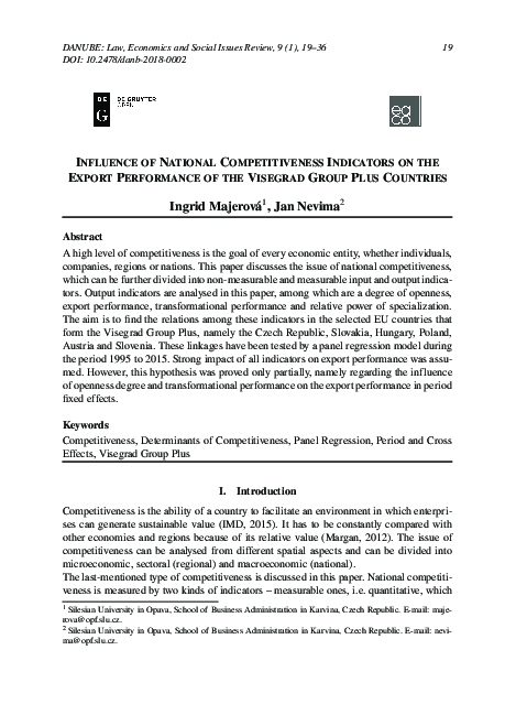 (PDF) Influence of National Competitiveness Indicators on the Export ...